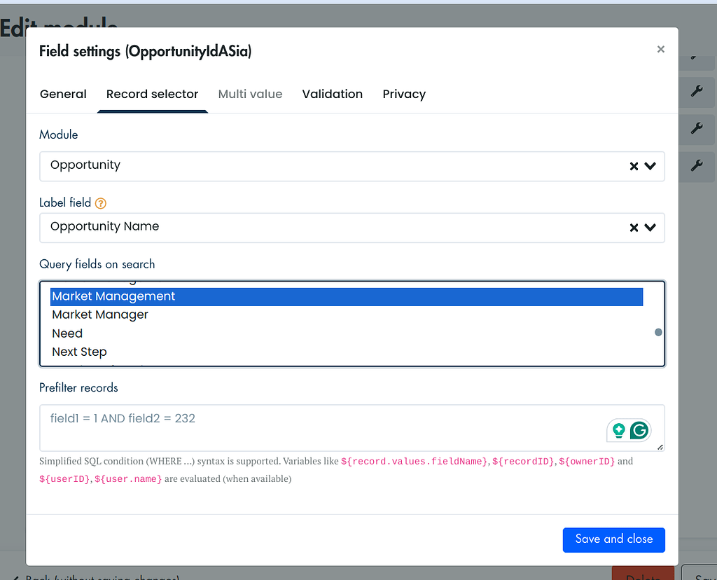 Filter the record selector depending on field values - 🧩 Low-Code Development - Corteza